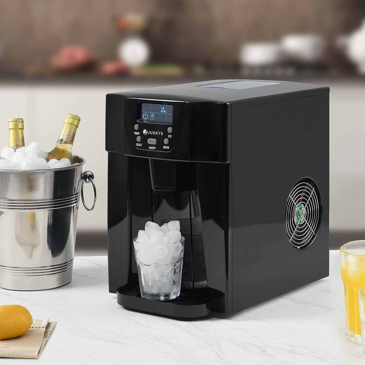 Eiswürfelmaschine mit 2in1 Direkt-Spender & Timer - bis 12kg / Tag, Ei ...